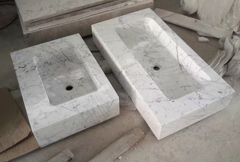 Rectangle carrara White Marble Stone Sink
