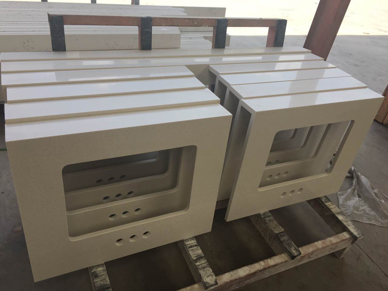 Stellar White Quartz Stone Kitchen Countertop