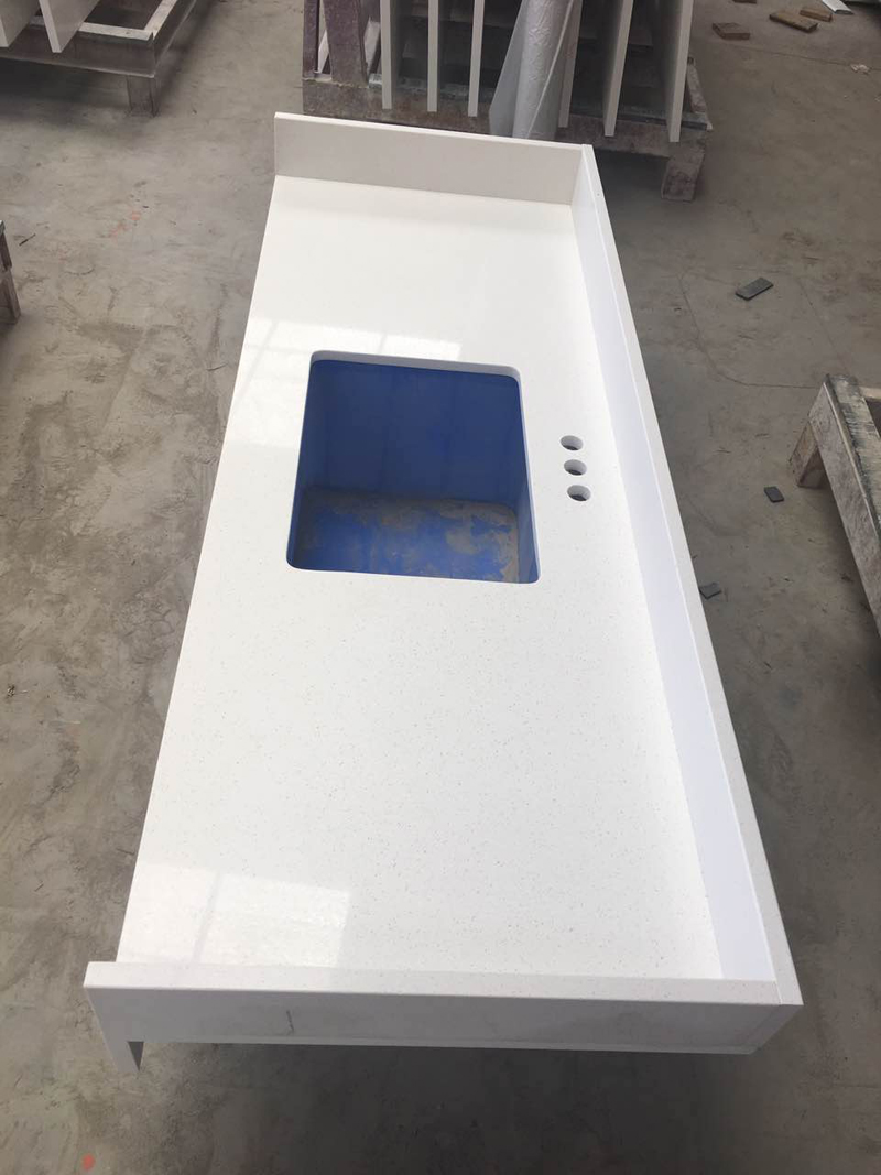 Stellar White Quartz Stone Kitchen Countertop