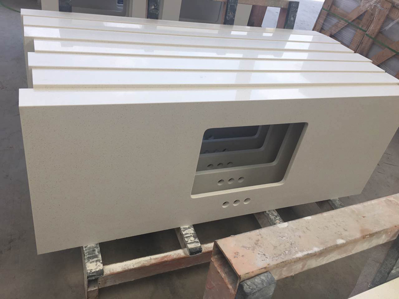Stellar White Quartz Stone Kitchen Countertop